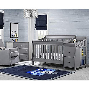 Delta Children Bentley S Convertible Crib N Changer, Grey + Serta Perfect Slumber Dual Sided Recycled Fiber Core Crib and Toddler Mattress (Bundle)