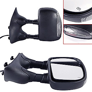 MOTOOS Towing Mirrors Power Heated Telescoping Tow Mirror with LED Signal Turn Light Replacement for 1999-2007 Ford F250 F350 F450 F550 Super Duty Pair Set Side Mirrors