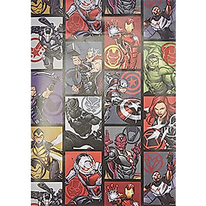 Boys Superhero Wrapping Paper - Marvel Hero Wrapping Paper - Boys Marvel The Avengers Blue Wrapping Paper Sheets - Wrapping Paper for Kids - Wrapping Paper for Boys