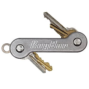 Stonewashed Aluminum KeyBar | Everyday Carry Compact Key Holder Multi-Tool and Keychain Organizer with Pocket Clip (Holds up to 12 Key) Made in the USA
