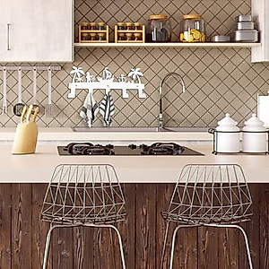 YuanOcean Adventurer Pool Beach Towel Rack for Bathroom Kitchen Robes Coat Hanger Indoor Outdoor Wall Mounted Towel Holder Rustproof and Waterproof Metal - 5 Hooks 16 Inch (White)