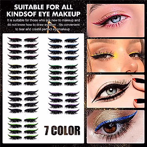 False Eyelashes,Reusable Eyeliner and Eyelash Stickers 7 Color Waterproof Sticker Eyelashes,Easy to Wear and Remove,Women Make Up Glitter Lashes (A Set of Seven Colors)