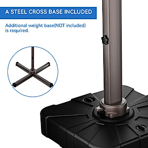 ZLACUIU 10x13FT Cantilever Outdoor Patio Umbrellas, Double Top Large Rectangle Umbrella, Heavy Duty 360° Rotation Offset Outdoor Sun Shade Umbrella for Garden Deck Pool Backyard Patio, Beige