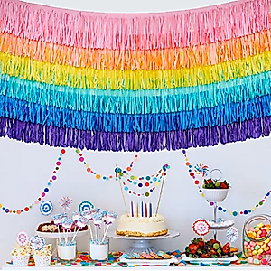 Tissue Paper Fringe Tassel Party Garland - Perfect Backdrop for All Events & Occasions (6-Count, Pastel Mix)