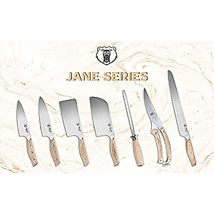 WALLOP Honing Steel - Kitchen Knife Sharpener Rod 8 inch - German HC Stainless Steel Honing Steel for Honing Chef Knife Blades - Natural Pakkawood Handle with Gift Box