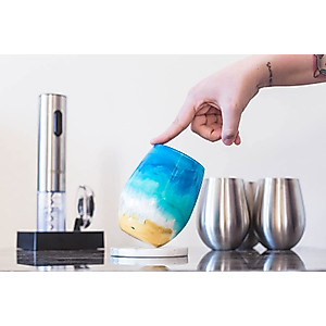 Beach Themed Wine Glass Gift For Mom, Destination Wedding Stemless Wine Glass Gift For Her