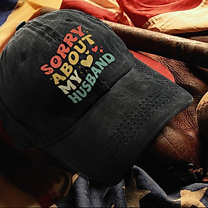 rofiowa Sorry About My Husband Adjustable Vintage Washed Cotton Baseball Cap, Funny Retro Trucker Hat Outdoor Accessories for Men Grandpa Dad Husband Papa, Birthday Father's Day Valentine's Day Gift