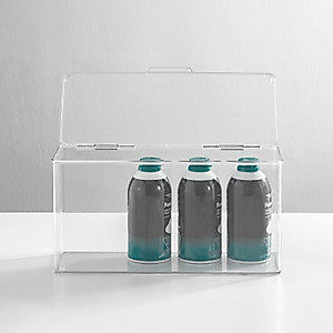 mDesign Plastic Bathroom Storage Organizer Box Containers with Hinged Lid for Vanity Drawers - Holds Lotions, Face Towels, Cotton Swabs, Soap, or Accessories - Lumiere Collection - 4 Pack - Clear