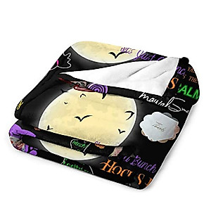 Hocus Pocus Blanket Halloween Throw Flannel Fleece Blankets Sanderson Sisters Soft Plush Blanket for Couch Sofa Bed Home Decorations 50"x40"