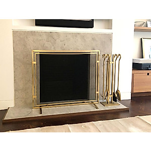 Pilgrim Home and Hearth 18086 Sinclair Fireplace Tool Set, Burnished Brass, 20 Pounds