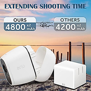 ActZone 2Pack A-4a Rechargeable Batteries and LCD Dual Charger Compatible with Arlo Ultra, Ultra 2, Arlo Pro 3 and Pro 4 Camera VMC4040P VMA5400 VMC4350P 3.85V 4800mAh 18.48Wh