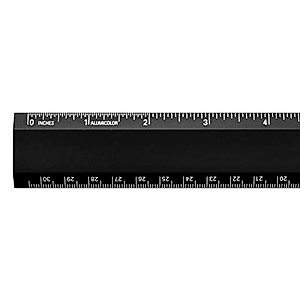 Alumicolor Aluminum Desk Ruler, 12IN, Black