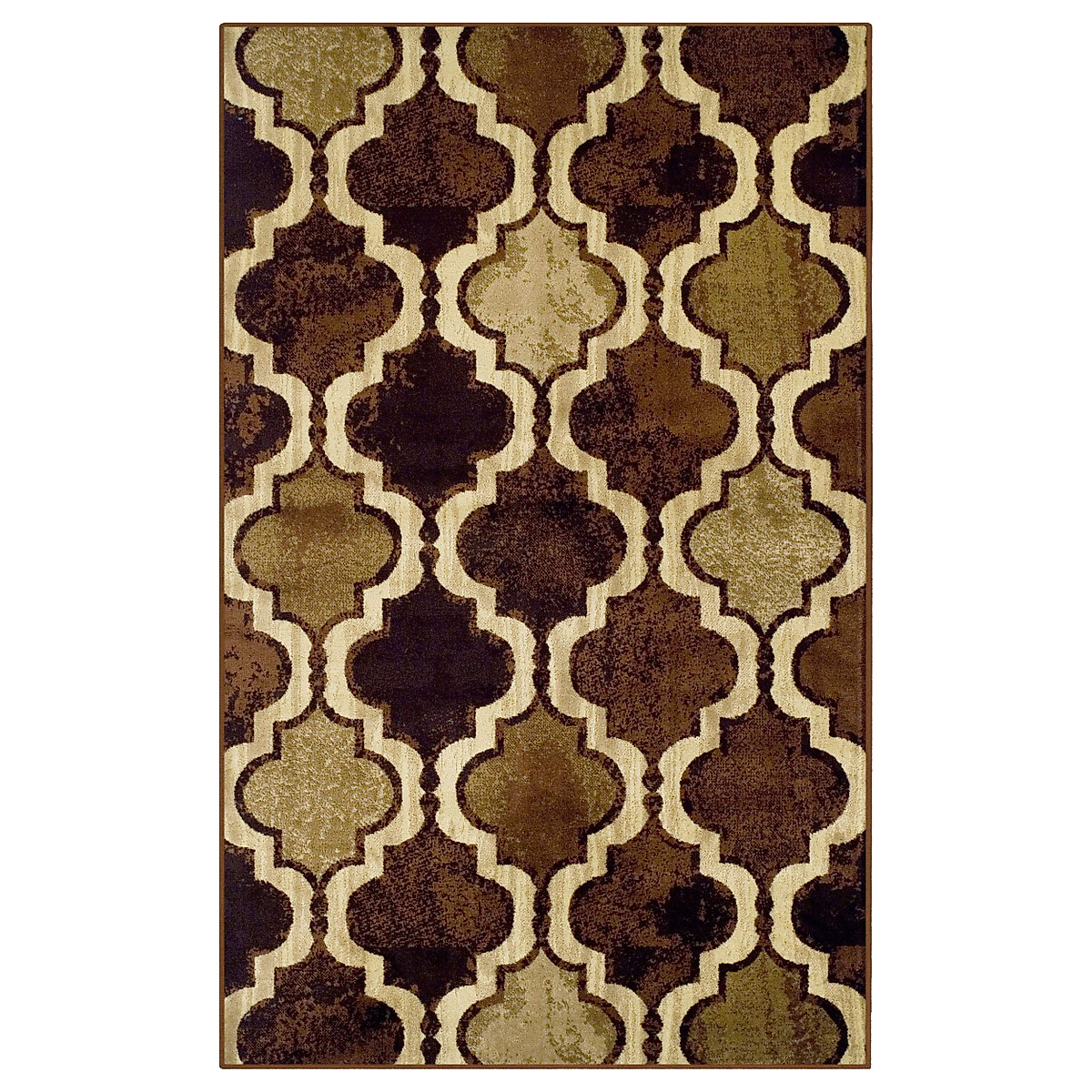 SUPERIOR Indoor Large Area Rug for Kitchen, Bedroom, Living Room, Entryway, Hallway with Jute Backing, Perfect for Hardwood Floors- Viking Modern Geometric Trellis Design, 5 ft. x 8 ft., Coffee