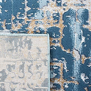 SAFAVIEH Lagoon Collection 5'5" x 7'7" Blue/Gold LGN174M Distressed Non-Shedding Living Room Bedroom Dining Home Office Area Rug