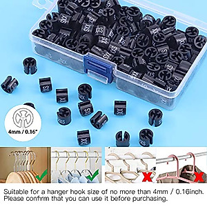 Glarks 150Pcs XXS Black Clothing Hanger Sizer Garment Markers for Clothing Organization in Shops and Closets (XXS-Black-150Pcs)