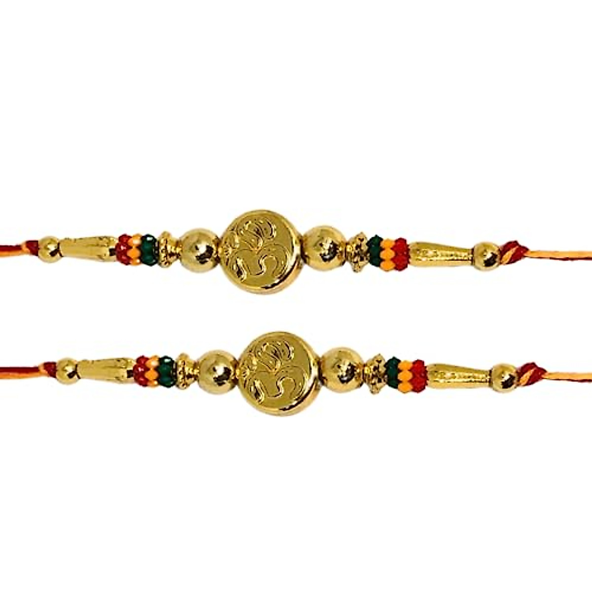 TheNext7 OM Rakhi for Brothers, Om Design Rakhi Thread Raksha Bandhan Gift for Your Brother Vary Color and Multi Design - Set of 2
