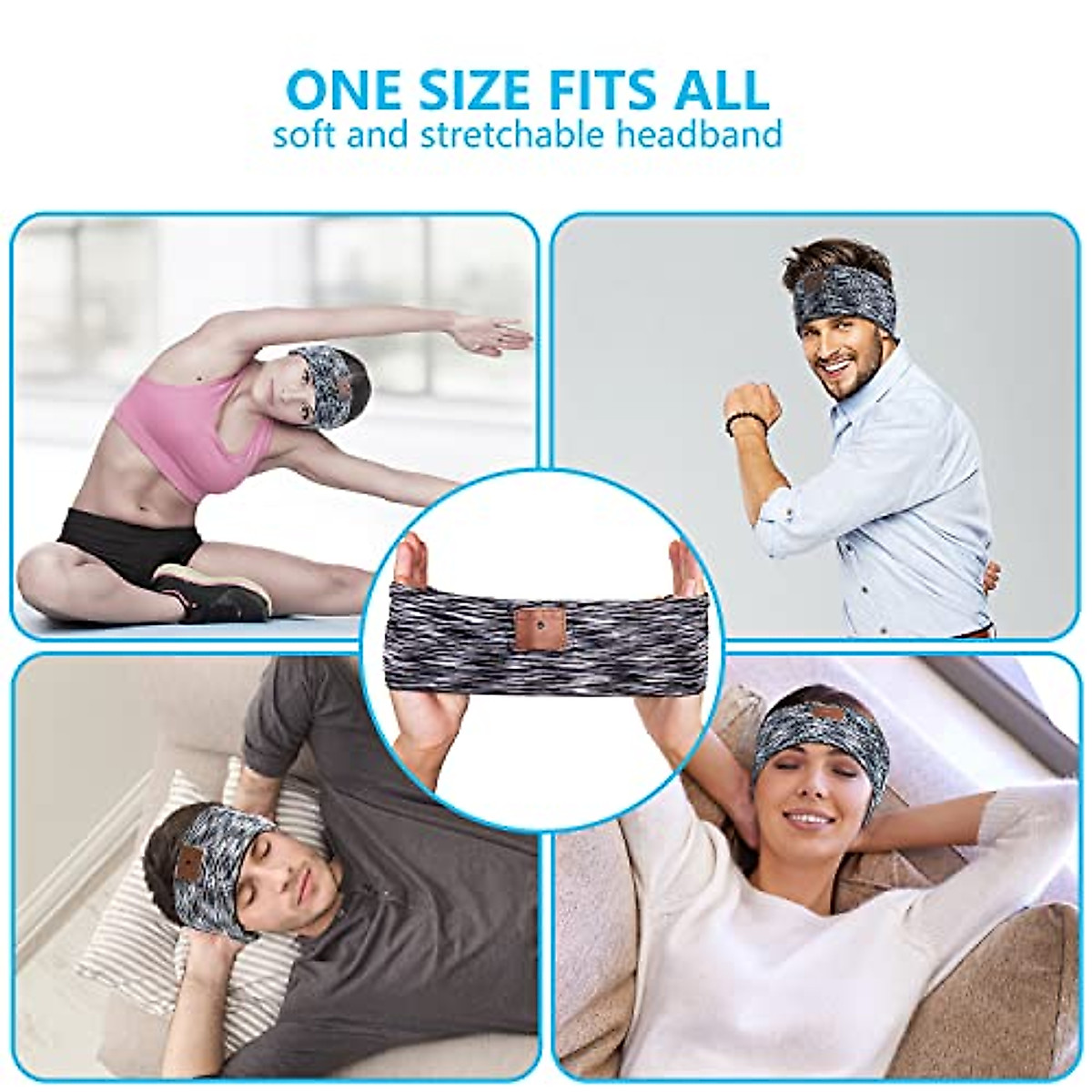 ZRUHIG Sleep Headphones Bluetooth Headband,Wireless Music Sport Headband Headphones with Ultra-Thin HD Speakers, Perfect for Side Sleeper,Running,Gift