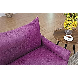 ERYE Polyester Upholstered Sofa Loveseat Couch for Home Apartment Office Small Space Living Room Furniture Sets,Modern Design Love Seats, Purple