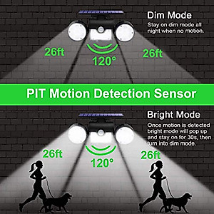 Ollivage Solar Lights Outdoor, Motion Sensor Security Lights Solar Wall Lights with Dual Head Spotlights 30 LED Waterproof 360° Adjustable Solar Motion Lights Outdoor for Garden Garage Patio, 1 Pack