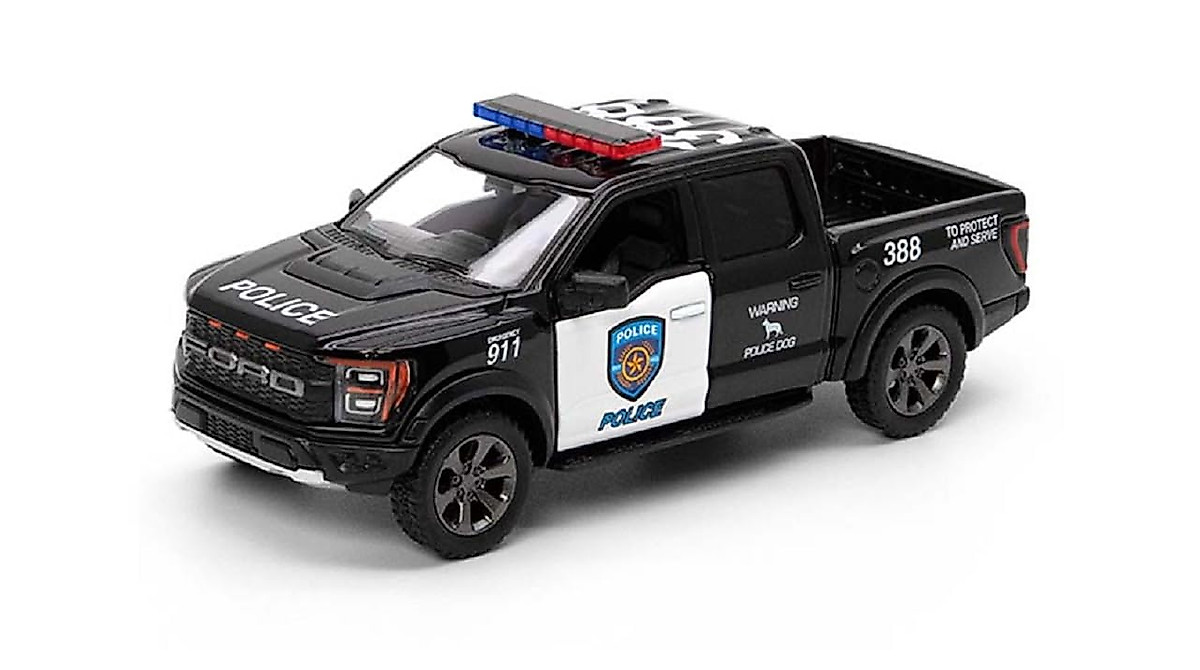 KiNSMART 2022 Ford F-150 Raptor Police Edition 5 Inch 1:46 Scale Die Cast Metal Model Toy Truck ...
