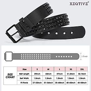 XZQTIVE Studded Belt Punk Rivet Belt Punk Leather Belt for Women/Men (Black, Fit Pant 31-36 inch)