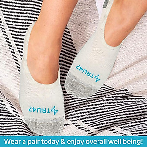 TRU47 Grounding & Earthing Products | No Show Grounding Socks | Silver Infused Socks | Breathable Socks Made With 99.99% Pure Silver Thread and Merino Wool (XL, No Show)