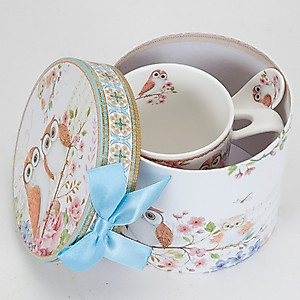 Bits and Pieces - 10 OZ Owl Mug with Teaspoon - Coffee and Tea Mug Comes in Beautiful Gift Box