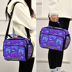 VIGTRO Cute Joysticks Gamepad Lunch Bag, Insulated Leakproof Lunch Box with Adjustable Shoulder Strap, Game Controller Joypad Reusable Cooler Tote Bag for Work,Office,Picnic,Travel