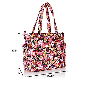 Vera Bradley Women's Cotton Utility Tote Bag, Rosa Floral - Recycled Cotton, One Size