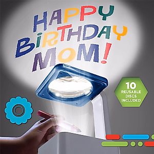 Discovery Kids Art Projector with Six Dry Erase Markers and 10 Reusable Drawing Discs, Draw on Reusable Transparent Sheets, Magnify and Project Art onto Ceilings, Walls, and More