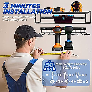 Bygytyo Heavy Duty Floating Tool Shelf, Power Tool Organizer for Handheld Power Tools, Drill Holder Wall Mount Storage Rack, 100# Weight Limit, Compact Removable Design, Perfect for Father's Day