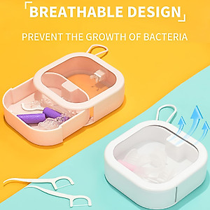 GAGAMOTEYA 6 Pcs Hair Tie Organizer,Qtip Dispenser Bathroom Storage Organizer with Press Buckle Button Switch,Cotton Swab Holder Portable Travel,Hair Accessory Box with Lid for Bathroom(Pink+White)