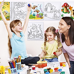 12 Pcs Pre Drawn Outline Canvas 10 x 8 Inch, Pre Drawn Stretched Canvas Painting Boards for Painting Art Party Favor for Adult Student Kids DIY Painting(Rustic Style)