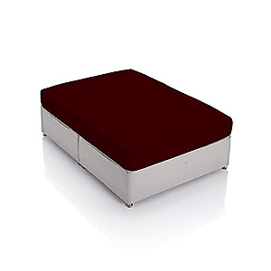 Cotton Home Depot 6 PCs Bed Sheet Set Egyptian Cotton 600 Thread Count(Flat Sheet, Fully Elasticized Fitted Sheet & 4 Pillow Cases), Pocket Size 16 Inches, Wine, Twin