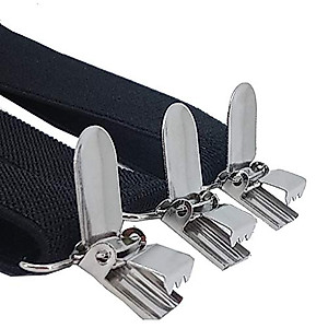NAVISIMA Adjustable Elastic Y Back Style Suspender With Strong Metal Clips, Black (1 PK)