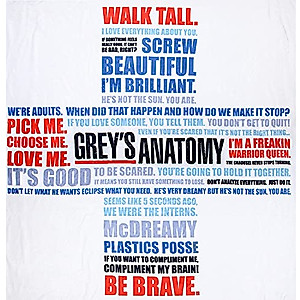 Grey's Anatomy Blanket Quote Cross Super Soft Fleece Plush Throw Blanket 46" x 60" White / One-Size