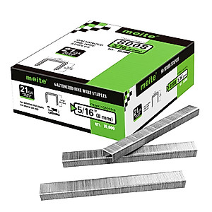 meite 21 Gauge 1/2-Inch Crown with 5/16-Inch Length Upholstery Staples Galvanized Fine Wire Staples Compatible for MT8016 Stapler (10,000 Pcs/Box)