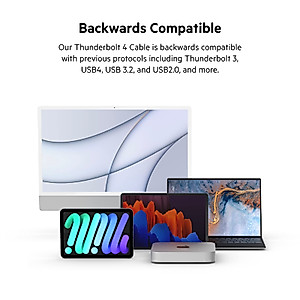 Belkin Thunderbolt 4 Cable (2M, 6.6ft Power Cable), USB-C to USB-C Cable w/ 100W Power Delivery, USB 4 Compliant, Compatible with Thunderbolt 3, MacBook Pro, eCPU, & More - Intel Thunderbolt Certified