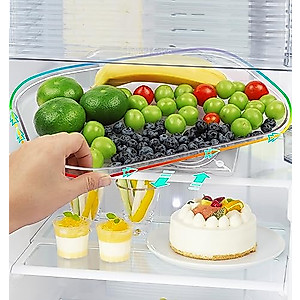 Lazy Susan Turntable Organizer for Refrigerator Rectangle Clear Rotating Lazy Susan Spice Organizer for Kitchen Pantry Cabinet Countertop Condiment Storage Rack