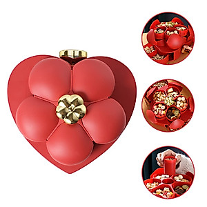 Homoyoyo Rotating Candy Box Heart Shape Snack Storage Tray 10 Compartments Party Serving Platter Candy Nut Dish Dried Fruit Plate Food Storage Organizer for Home Red