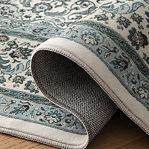 Aelenmu Area Rug Living Room Rugs: 3x5 Small Washable Non-Slip Stain Resistant Rug with Anti Slip Rubber Backing for Bedroom Dining Room Nursery Under Kitchen Table Home Office - Green