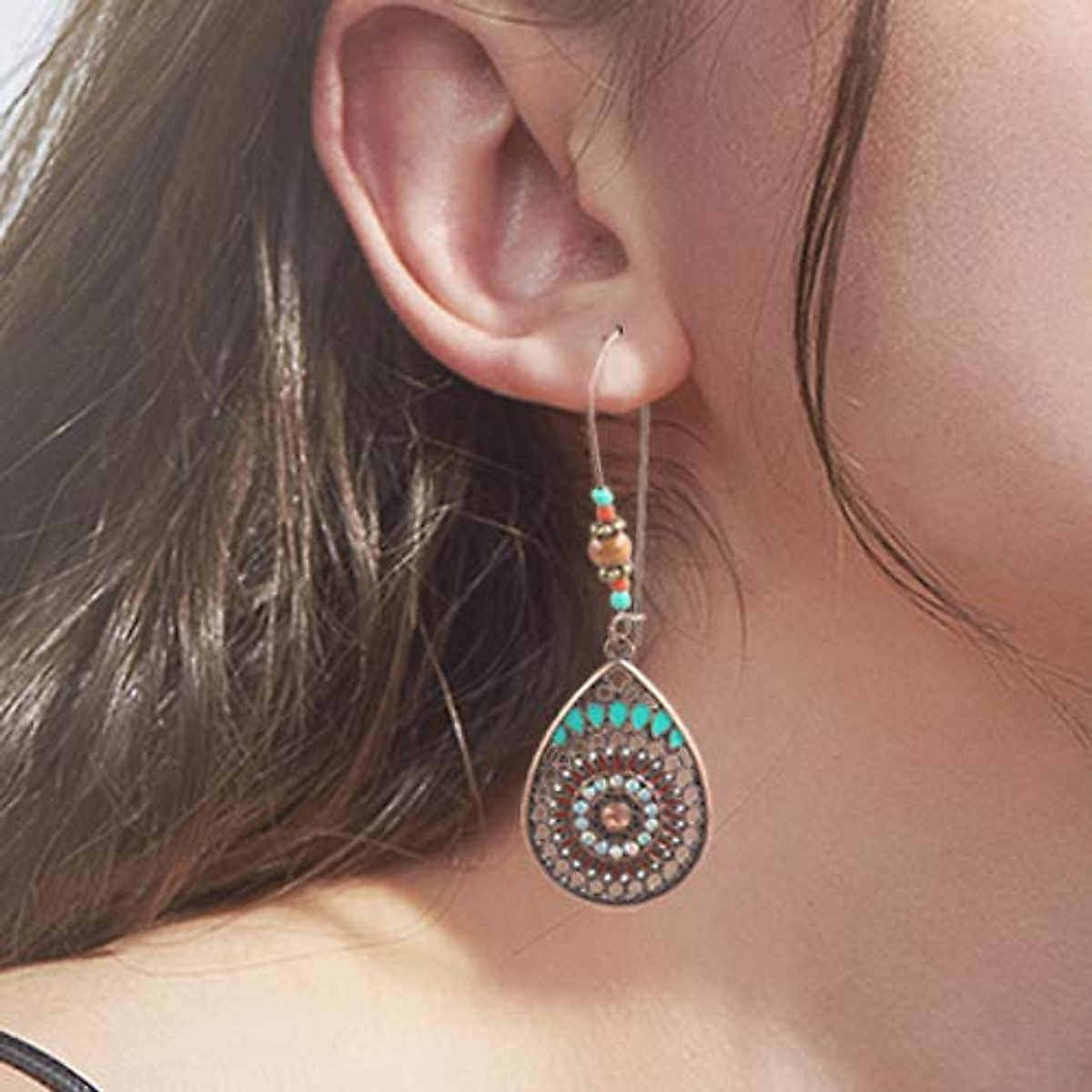 10 Pairs Drop Dangle Earrings Boho National Style Water Drop Bohemian Vintage Statement Long Dangle Earrings for Women (Style 1)