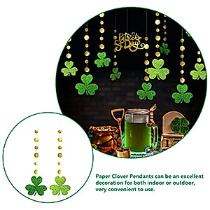 ABOOFAN Patricks Day Shamrock Decorations: 12pcs Lucky Irish Clover Steamers Four Leaf Shamrock Backdrop Banner Hanging Irish Birthday Wedding Baby Shower