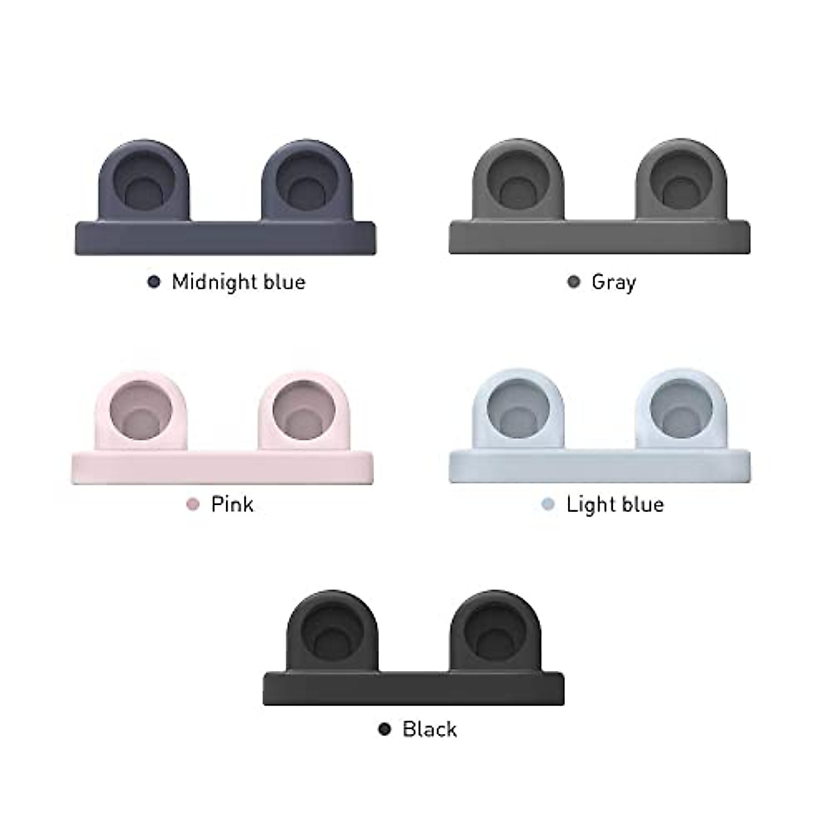 Delidigi Dual iwatch Stand Dock Silicone Charger Stand Compatible with Apple Watch Ultra SE2 Series 8 7 6 SE 5 4 3 2 1 (49/45/44/42/41/40/38mm), Supports Nightstand Mode (Black)