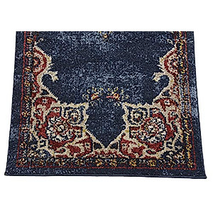Unique Loom Utopia Collection Traditional Classic Vintage Inspired Area Rug with Warm Hues, 2' x 6' 1" Runner, Dark Blue/Beige