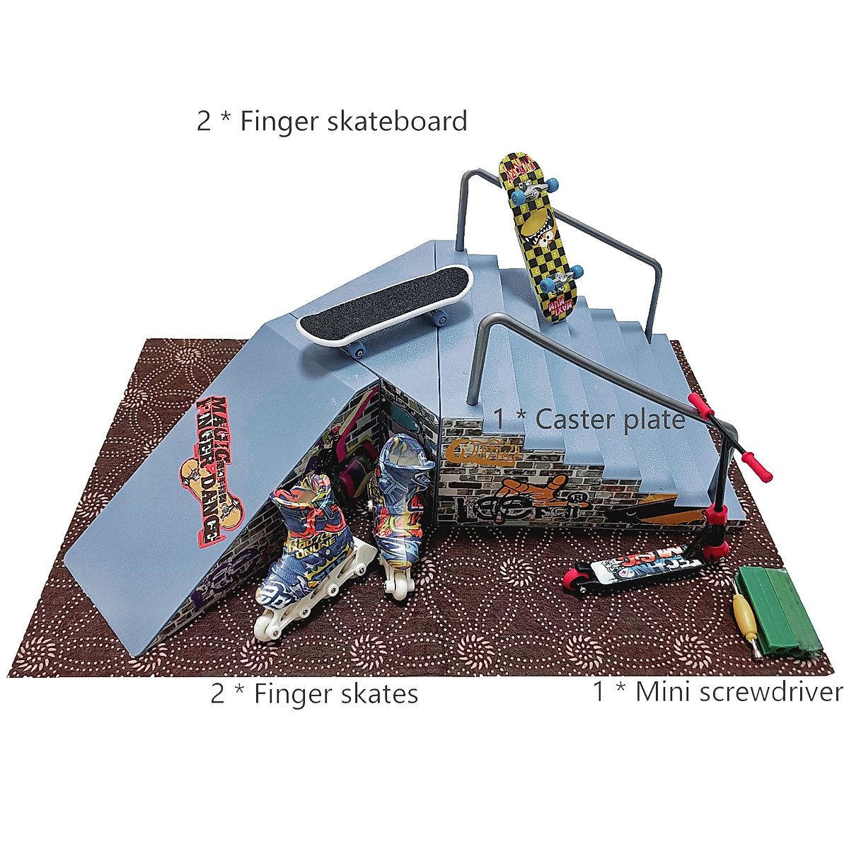 Finger Mini Skateboards and Tech Skateboards Deck,with 2 Fingerboards Skateboards,Suitable for Fingerboard Training Best Gift Ideas for 5 6 7 8 Year Old Teenage Girls/Boys (Standard Edition)