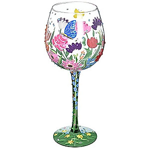 Designs by Lolita “Spring Bling” Hand-painted Artisan Super Bling Wine Glass, 22 oz.