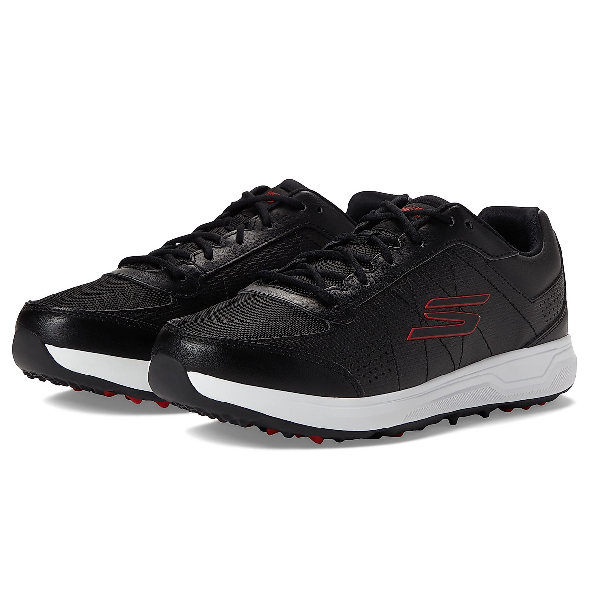 Skechers Men's Go Prime Relaxed Fit Spikeless Golf Shoe Sneaker, Black/Red, 8.5