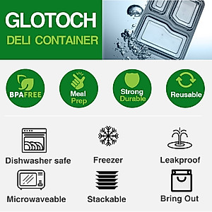 Glotoch Meal Prep Container,100Pack 2,3 Compartment Reusable Food Storage Containers For Lunch, Leftover.Disposable Black Plastic Containers With Lids To Go Container-BPA-Free Microwave Safe