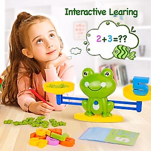INPHER Frog Balance Math Game, 85 Piece Kids Kindergarten Toddler Learning Games Preschool Learning Activities Educational Toys for 3 4 5 6 7 Year Old STEM Montessori Number Counting Toy